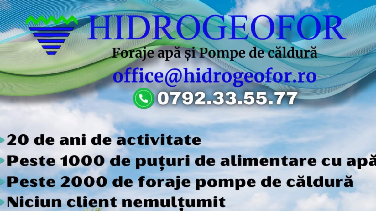 Foraje Puțuri – Hidrogeofor| 0792 335 577 Specialiști în Foraje Apă